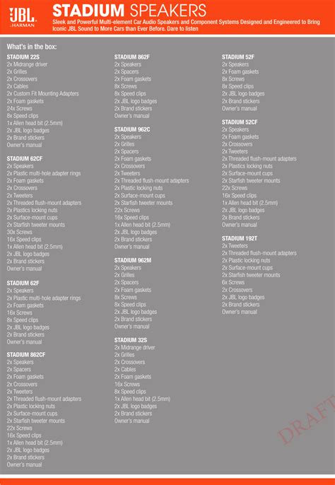 JBL Stadium Speaker Spec Sheet Global English JBL Stadium Speaker Spec Sheet Global English