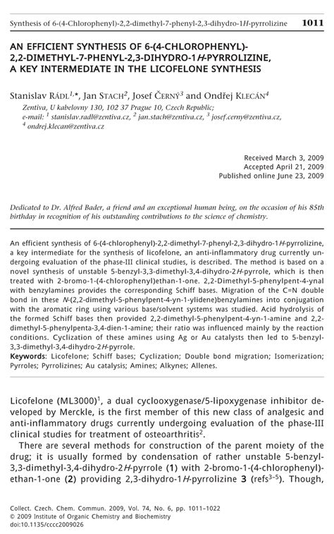 Pdf Cheminform Abstract An Efficient Synthesis Of 6 4 Chlorophenyl 22 Dimethyl 7 Phenyl 2