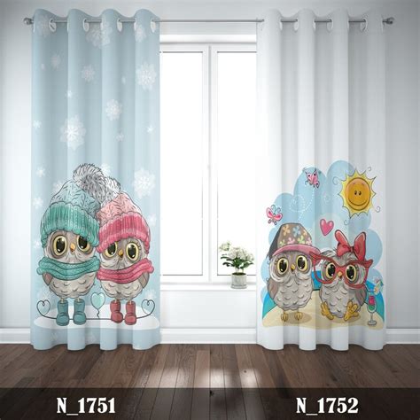 خرید و قیمت پرده چاپی پانچی طرح جغد کودکانه از غرفه روتختی و پرده نگارین