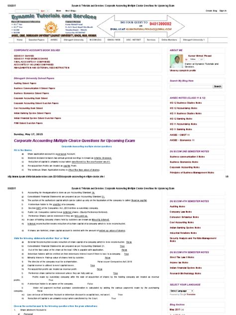 dynamic tutorials and services corporate accounting multiple choice