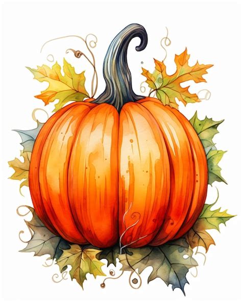 Premium Ai Image Pumpkin Leaves Vine Contrast Half Body Aliased Border Warm Color Move Emote
