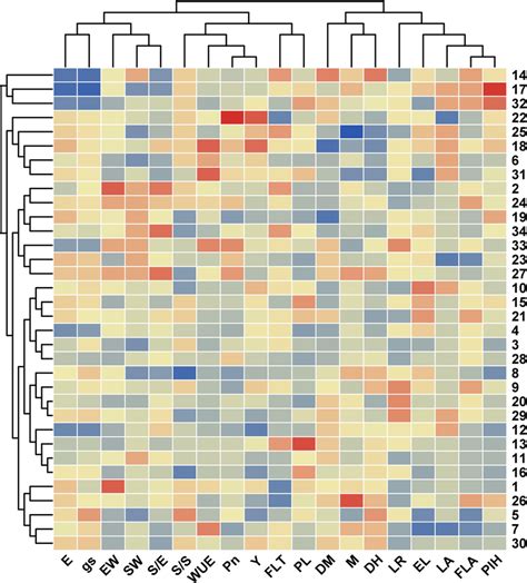 Heat Map For Morpho Physiological And Yield Traits For 34 Wheat
