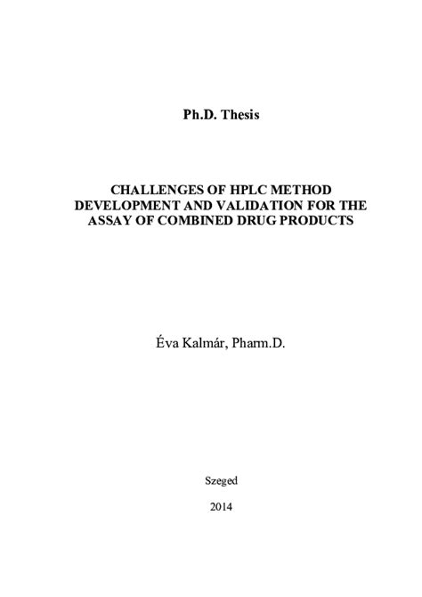 Pdf Challenges Of Hplc Method Development And Validation For The Assay Of Combined Drug Products