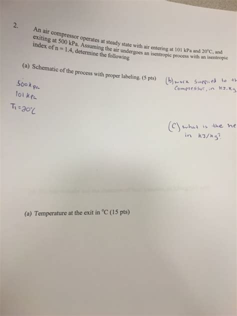 Solved An Air Compressor Operates At Steady State With Air