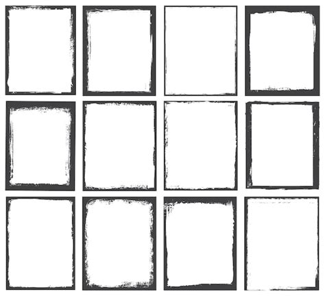 검은색 사각형 테두리 프레임 세트 프리미엄 벡터