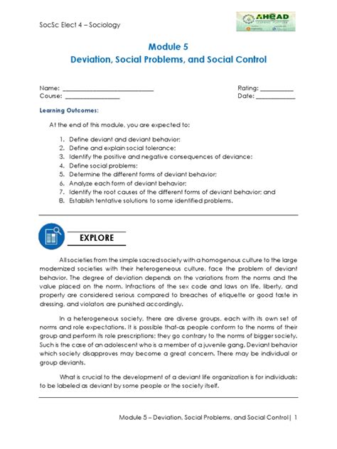 Module 5 Deviation Social Problems And Social Control Pdf