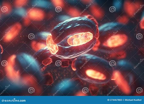 Colorful 3d Illustration Of Microscopic Cell Division Stock Illustration Illustration Of Cycle