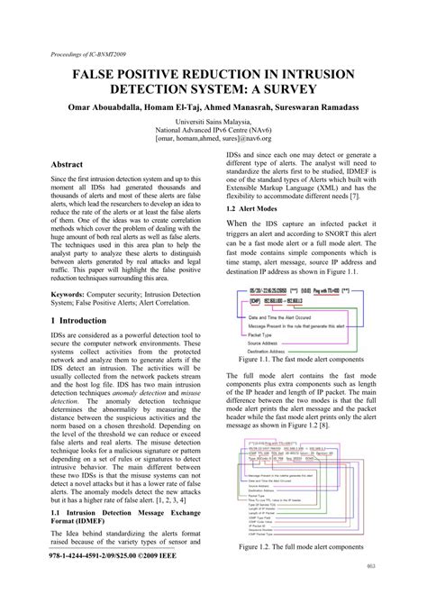 Pdf False Positive Reduction In Intrusion Detection System A Survey