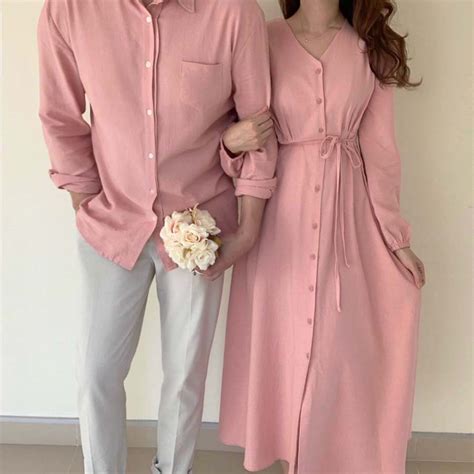 자체제작 파스텔 핑크 롱 셔츠 원피스 커플 시밀러룩 에이블리