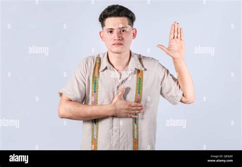 Man Swearing Honesty And Devotion Honest Man Raising His Hand A A Guy