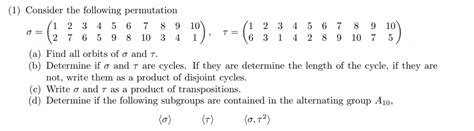 solved 1 consider the following permutation