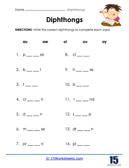 Vowel Diphthongs Worksheets 15 Worksheets Library