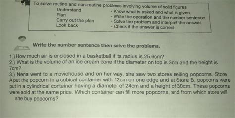 solved to solve routine and non routine problems involving volume of