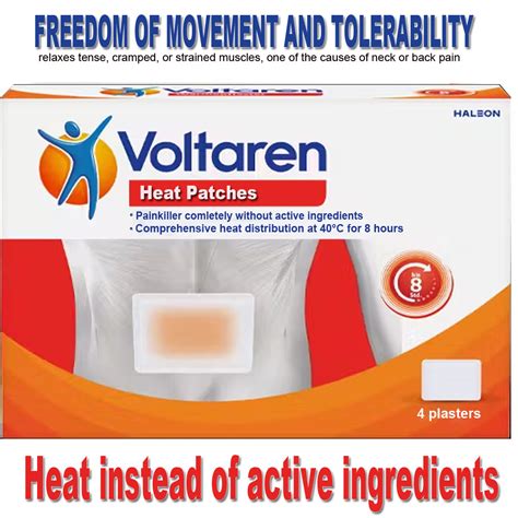 Voltaren Drug Free 4 Heat Patch 8h Effective Pain Relief 4 X Topical