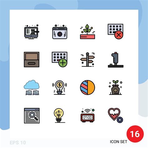 Set Of 16 Vector Flat Color Filled Lines On Grid For Keyboard Gadget