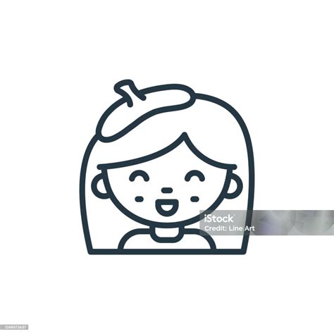 어린이 아바타 개념에서 소녀 아이콘 벡터 소녀 편집 스트로크의 얇은 라인 일러스트 웹 및 모바일 앱 로고 인쇄 미디어에 사용하기 위한 소녀 선형 사인 계획에 대한 스톡 벡터