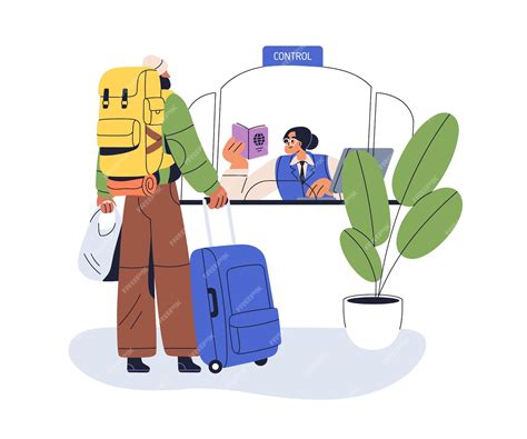 Premium Vector Passport Control At Border Security Checkpoint Refugee