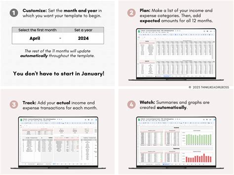 12 Month Income And Expense Tracker Pink V1 Think Like A Girl Boss