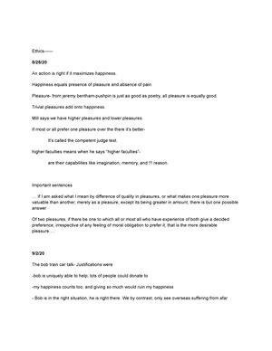 Ethics Notes Pt Luke Marring PHI Lecture Forbidden Wrong Humanity Formation Studocu