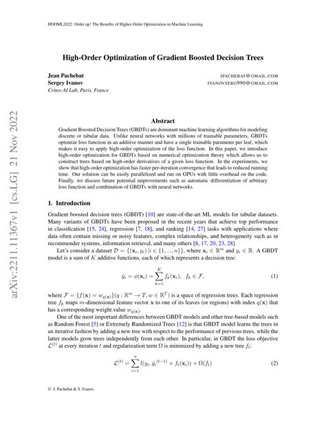 Pdf High Order Optimization Of Gradient Boosted Decision Trees
