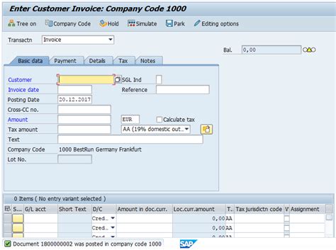 SAP FI Post Customer Foreign Currency Invoice