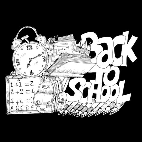 학교로 돌아가기 낙서 그림 프리미엄 벡터