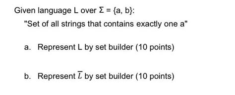 Solved Given Language L Over Σ Ab Set Of All Strings