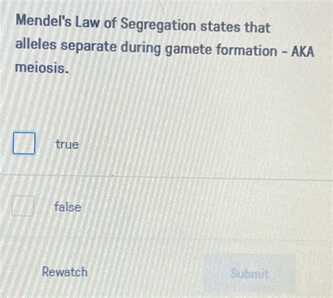 Solved Mendels Law Of Segregation States That Alleles Separate During