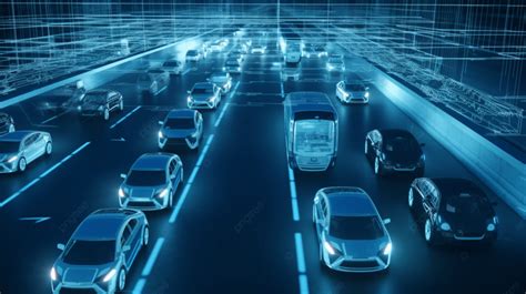 많은 차량이 주행하는 디지털 도로 자율주행을 표현하는 Ai 컨셉 고속도로를 달리는 차량 주변 차량 정보 배경 일러스트 및 사진 무료 다운로드 Pngtree