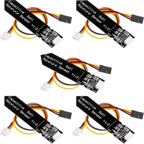 Jp Fushui 土壌湿度計 湿度検出モジュール 土壌メーター 5個セット 土壌湿度センサーモジュール 土壌水分リアルタイムデータ Arduino適用 静電容量土壌湿度