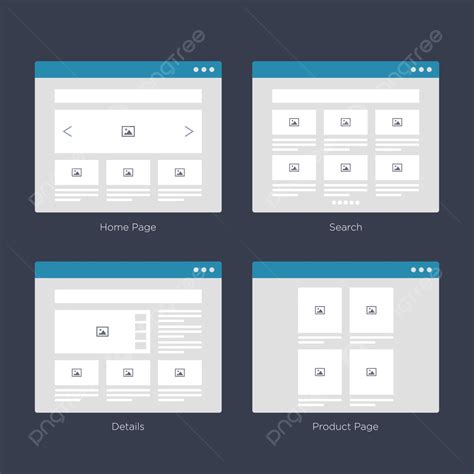 웹 사이트 지도 와이어 프레임 레이아웃 Ui 가방 Ux 디자인 템플릿 Psd 다운로드 디자인 자료 다운로드