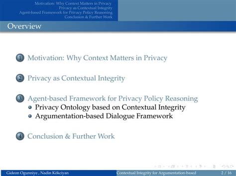 Contextual Integrity For Argumentation Based Privacy Reasoning Ppt