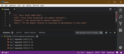 Javascript Ts Parser Bug With Json Issue Microsoft Vscode GitHub