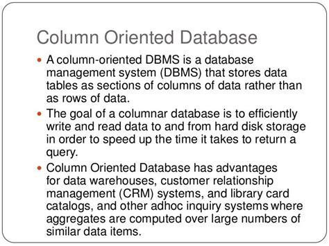 Column Oriented Database