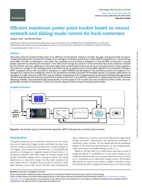 Pdf Efficient Maximum Power Point Tracker Based On Neural Network And