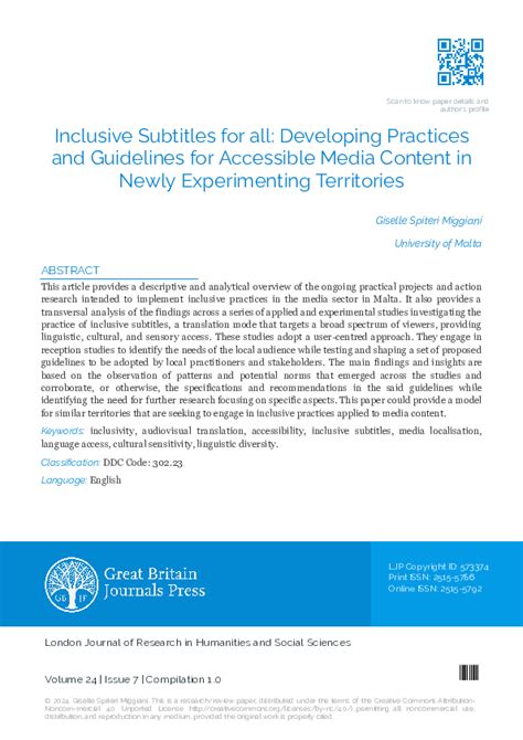Pdf Inclusive Subtitles For All Developing Practices And Guidelines