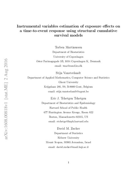 Instrumental Variables Estimation Of Exposure Effects On A Time‐to