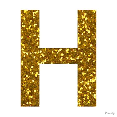 Gold Letter H Gold Glitter By Pascally Redbubble