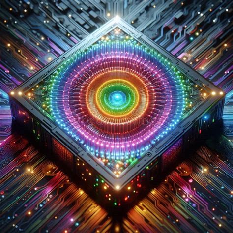 A Generative Artificial Intelligence Cpu That Emits Colorful Light 3d Renderinggenarated Ai