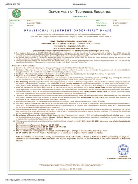 Allotment Order Pdf