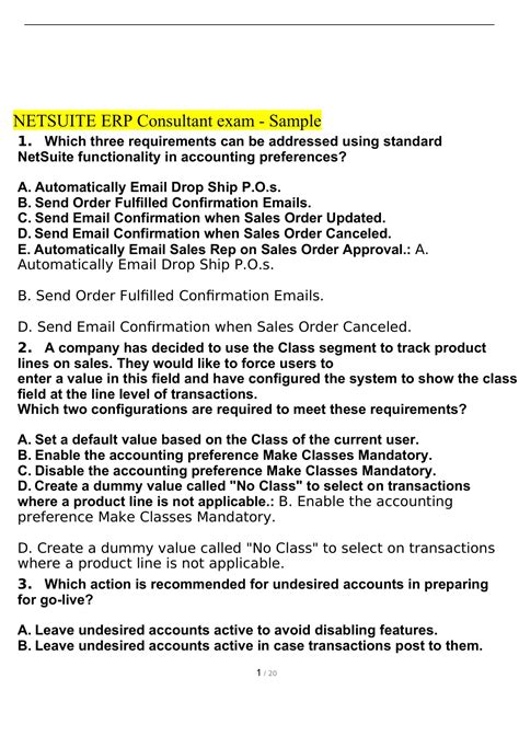 Netsuite Erp Consultant Sample Exam Questions And Answers 2022 2023 100 Correct Verified
