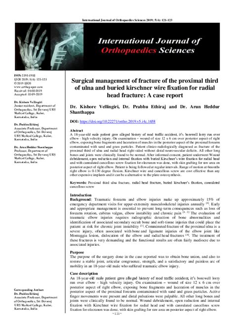 Pdf Surgical Management Of Fracture Of The Proximal Third Of Ulna And