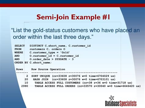 Ppt Speeding Up Queries With Semi Joins And Anti Joins How Oracle Evaluates Exists Not