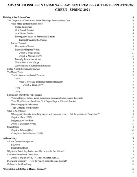 SEX Crimes Outline GREEN SPRING Building A Sex Crimes Case Two Catgeories To Think About