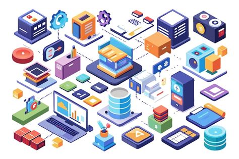 Isometric Illustration Of A Data Center Network With Servers Computers And Other Devices