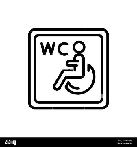 Disabled Toilet Color Line Icon Disability Isolated Vector Element Outline Pictogram For Web