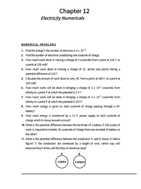 Electricity Numericals Pdf