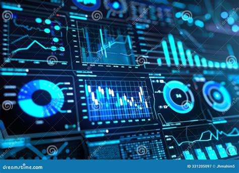Data Visualization Abstract Graphic Display Of Charts And Graphs Stock Illustration
