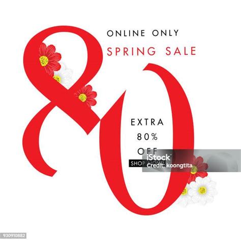 봄 아름 다운 꽃 오프 80 벡터 일러스트 레이 션 템플릿 배너 판매 배경 벽지 초대장 포스터 브로셔 쿠폰 할인 개성 개념에 대한 스톡 벡터 아트 및 기타 이미지 Istock