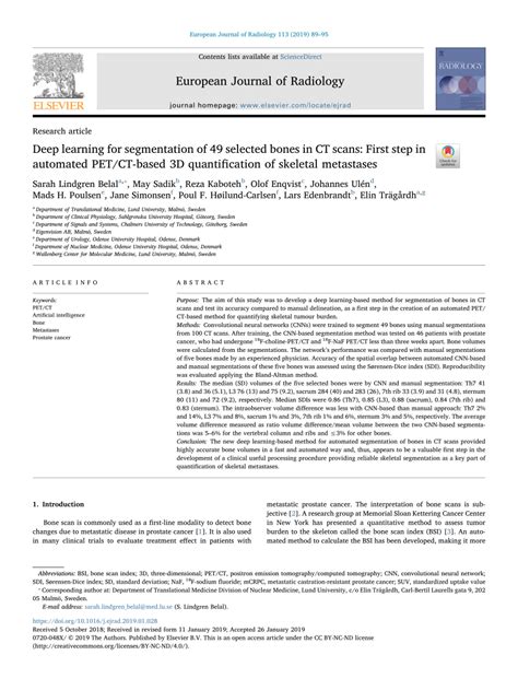 Pdf Deep Learning For Segmentation Of 49 Selected Bones In Ct Scans